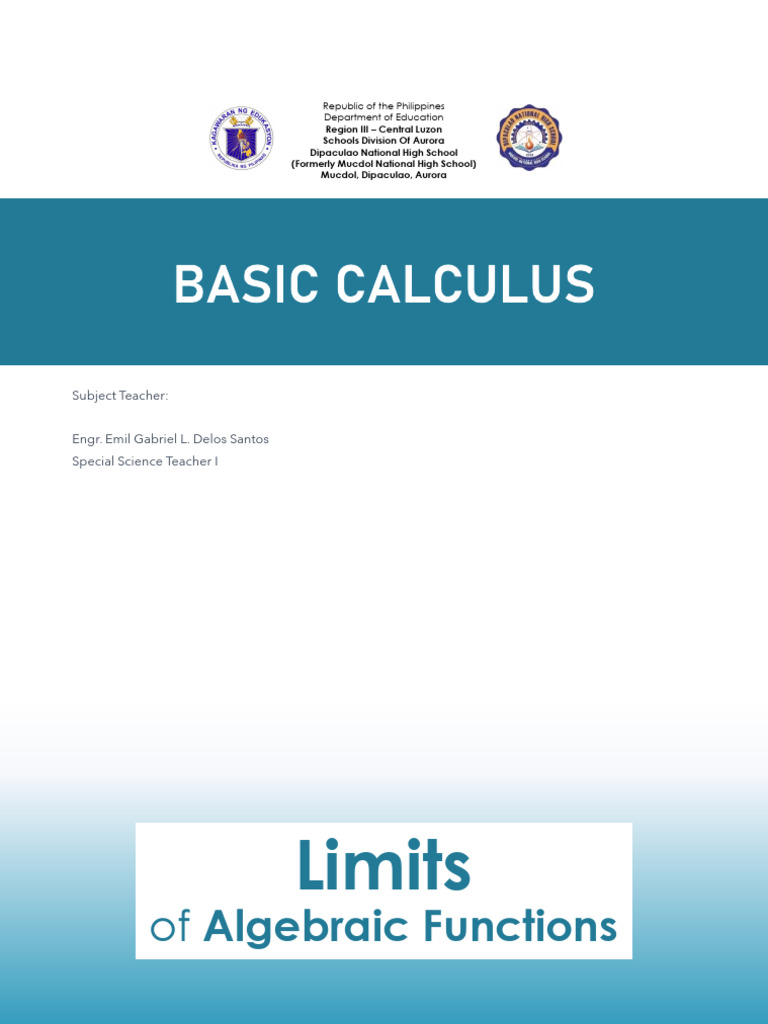 1 Basic Calculus Limits of Algebraic Functions | PDF | Function (Mathematics) | Limit (Mathematics)