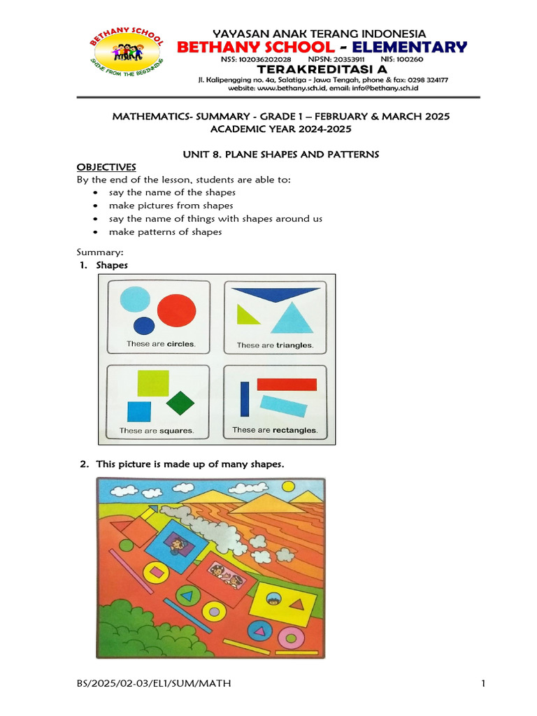 Bs-2025-0203-El1-Sum-Math (Shapes, Solids, Tessell) | PDF | Shape ...