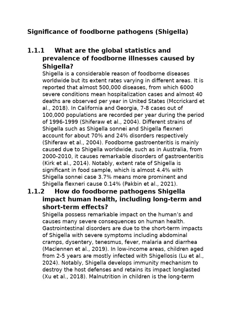 Significance of Shigella File and References | PDF | Foodborne Illness ...