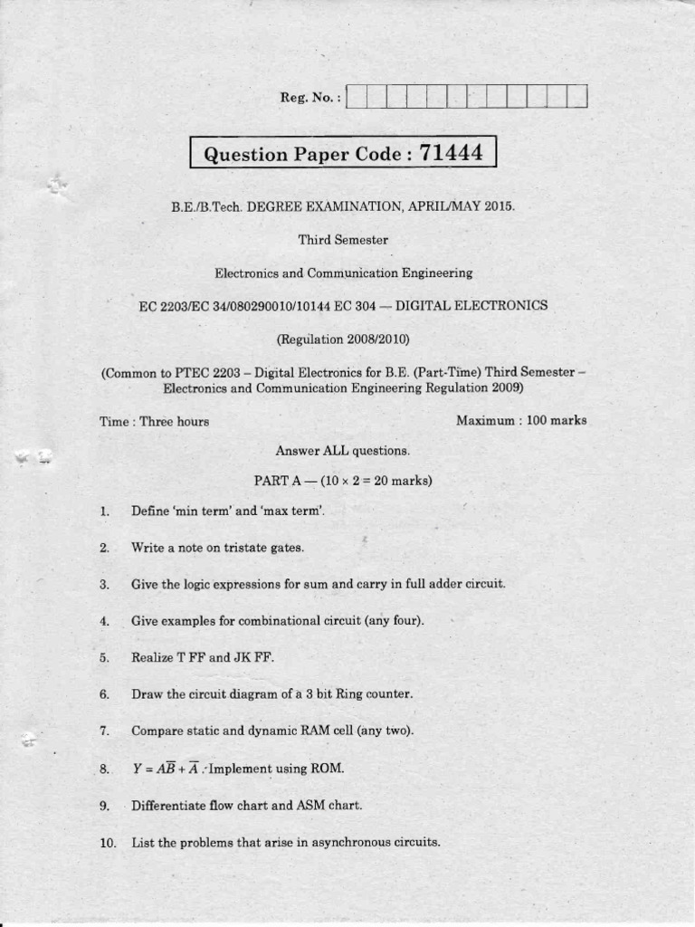 ECE-AM-2015-EC2203-DIGITAL ELECTRONICS-290732710-EC2203 (Full Permission) | PDF | Computer ...