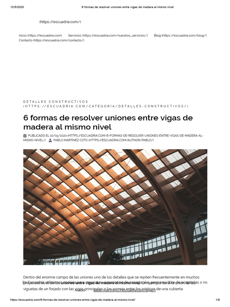 6 Formas de Resolver Uniones Entre Vigas de Madera Al Mismo Nivel | PDF ...