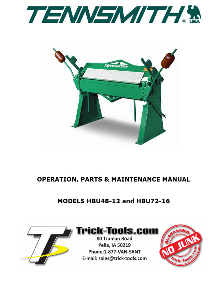 Tennsmith Hbu Floor Brakes | PDF | Screw | Nut (Hardware)