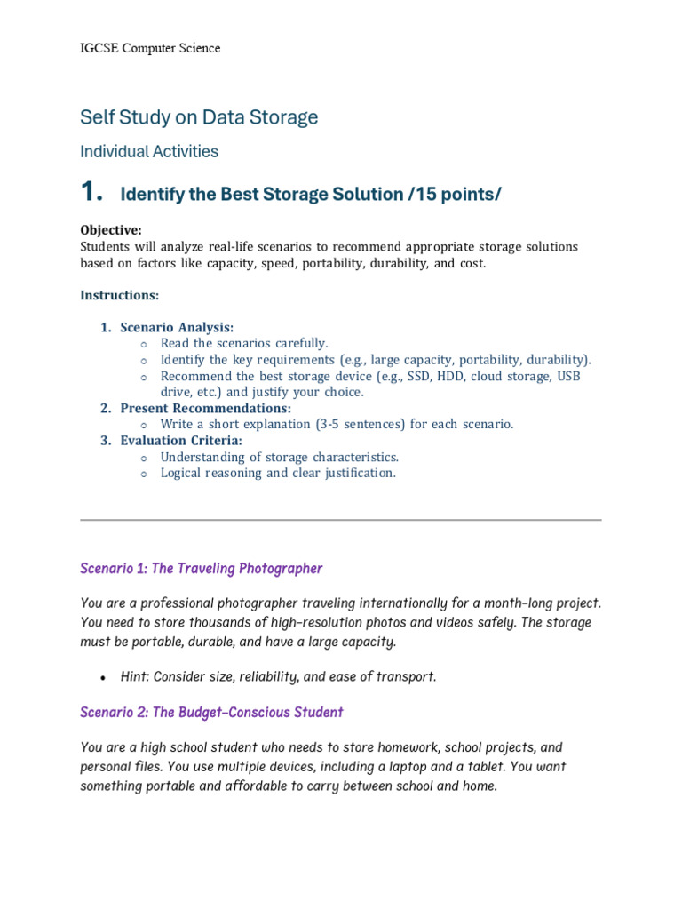 Individual Activities - Data Storage | PDF | Computer Data Storage | Solid State Drive