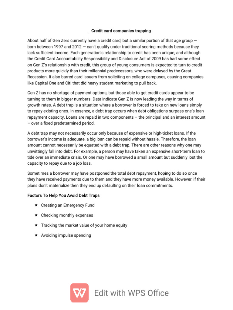 Gen Z Credit Card Debt Traps | PDF