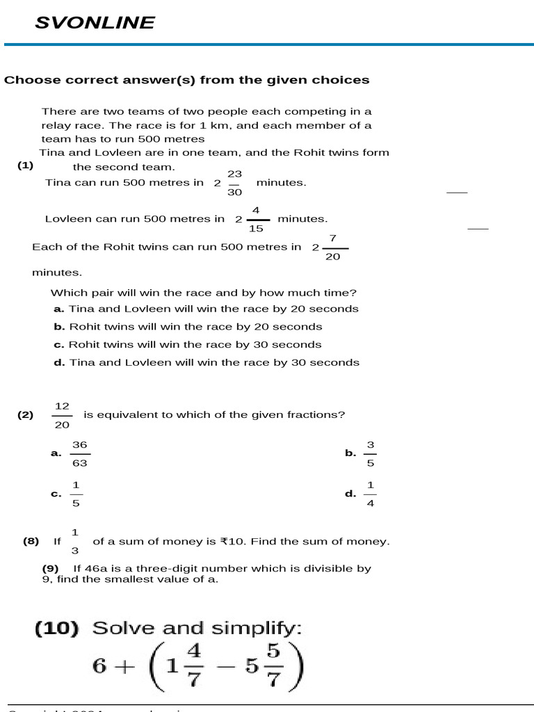 EDU IMO gr 5 Fractions factors and multiples decimals | PDF ...