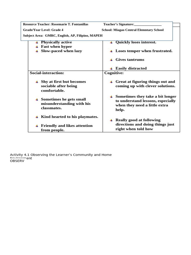 FS 1 EP 4 | PDF | Parenting | Learning