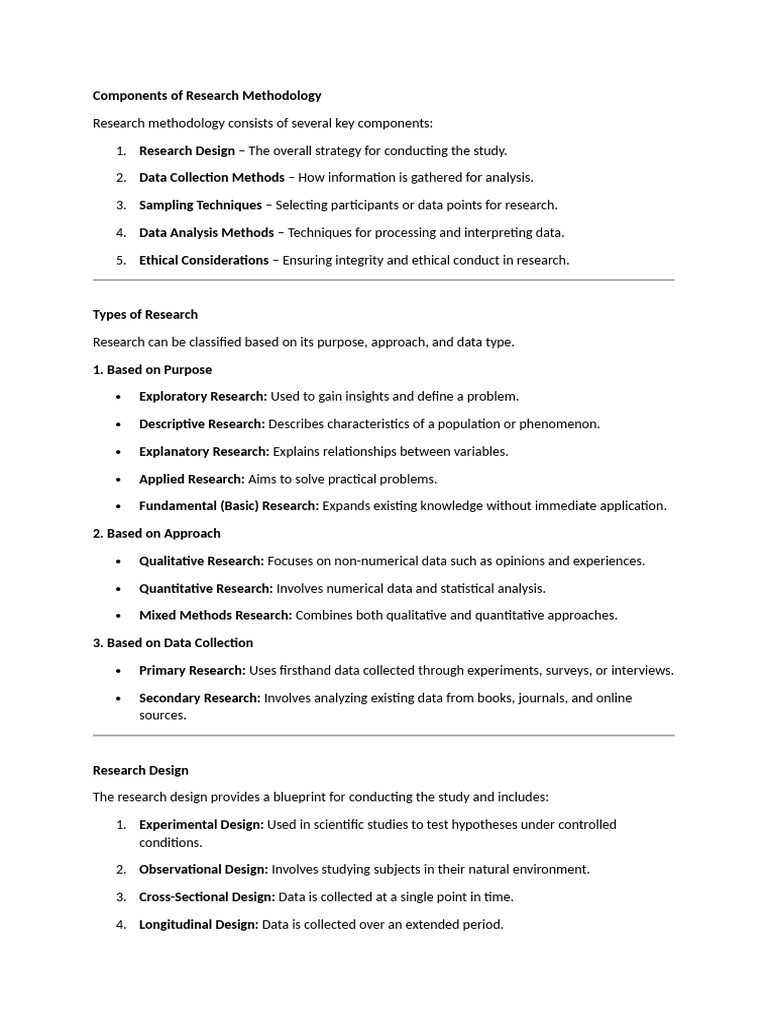 Key Components of Research Methodology | PDF | Methodology | Sampling ...