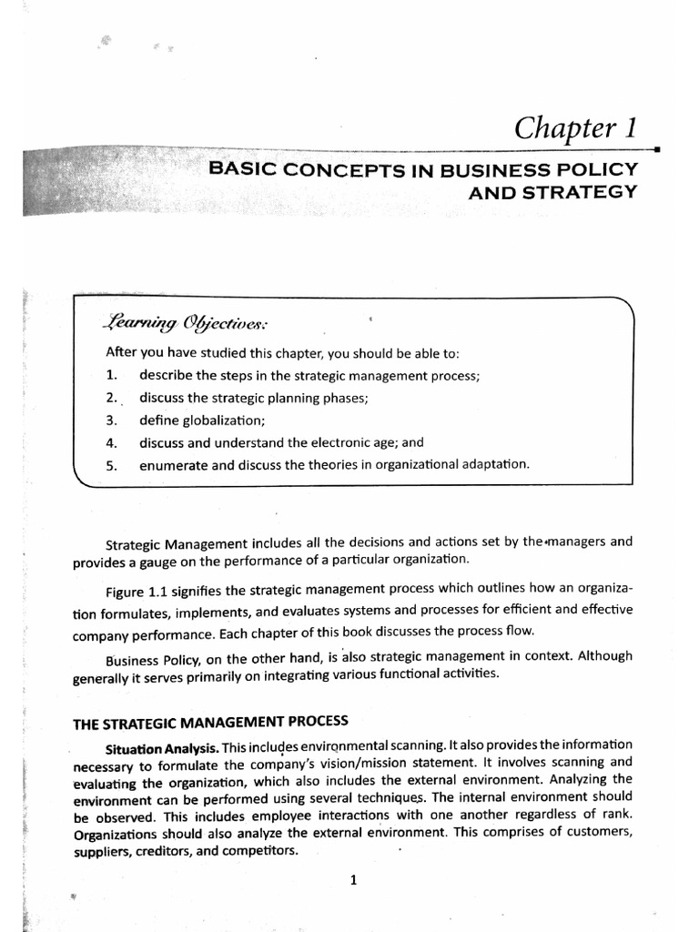 2024 SBA 1 Basic Concepts in Business Policy and Strategy 1 | PDF
