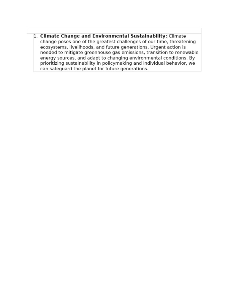 Climate Change and Environmental Sustainability | PDF