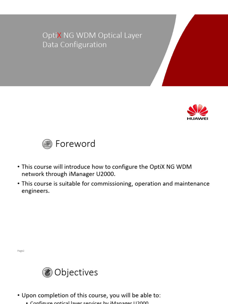 OptiX NG WDM Optical Layer Data Configuration | PDF | Wavelength ...
