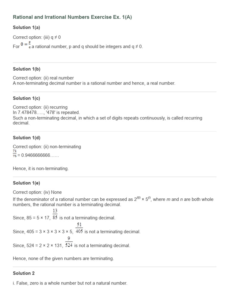 1.rational and Irrational Numbers | PDF | Numbers | Rational Number