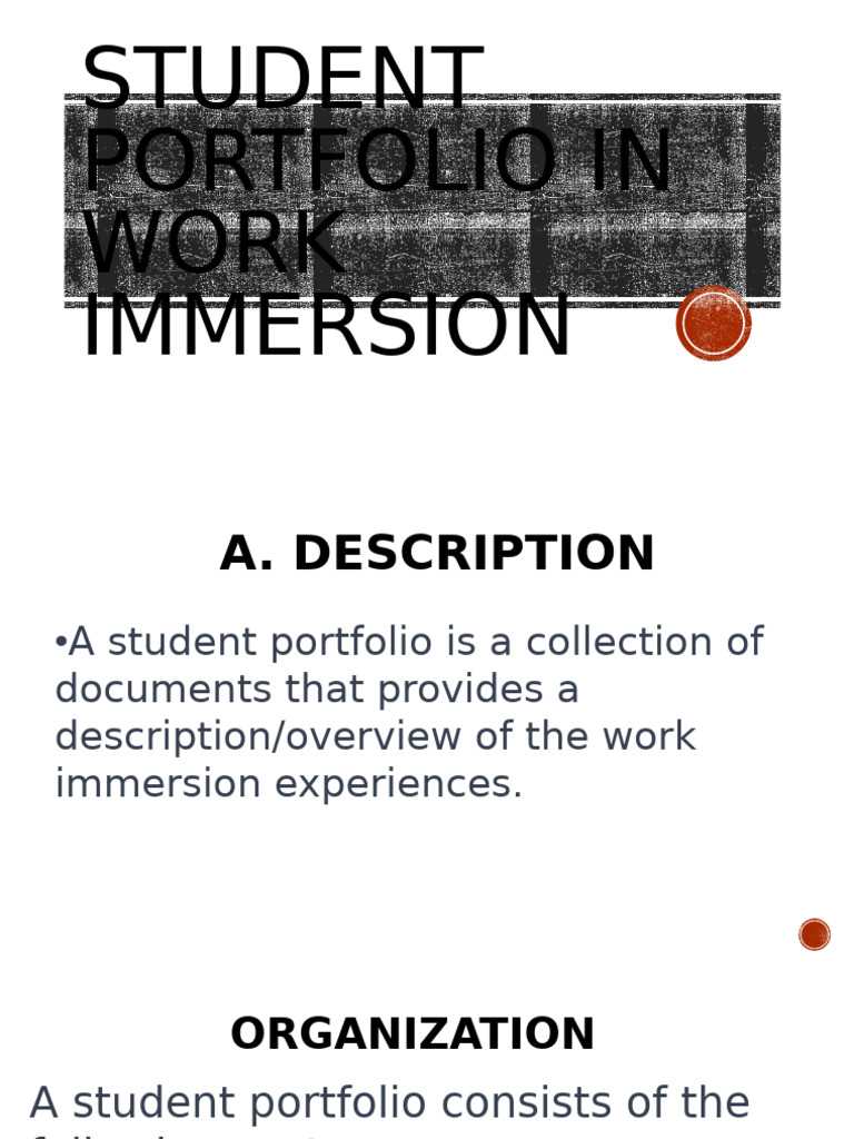 Student Work Immersion Portfolio | PDF