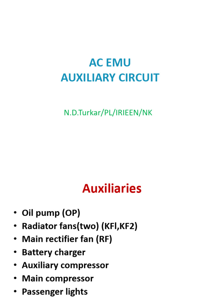 Auxiliary Circuit I & II of AC EMU | PDF | Electric Motor | Rectifier