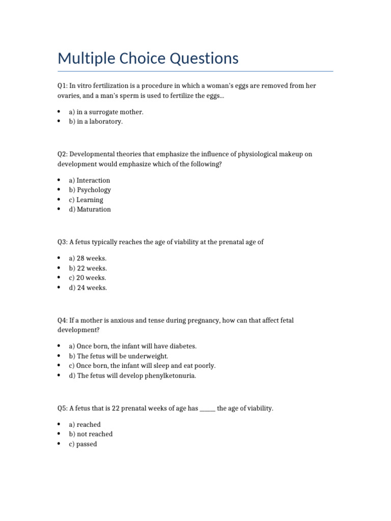 Multiple Choice Questions With Answers | PDF