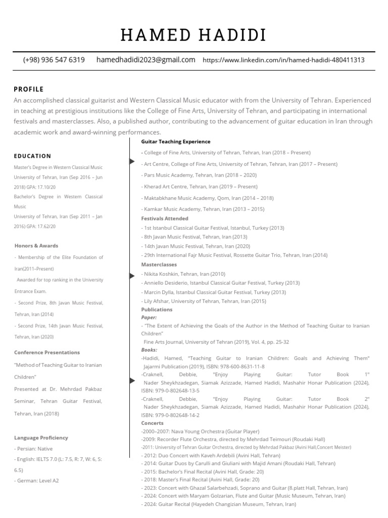Hamed Hadidi Resume | PDF | Iran