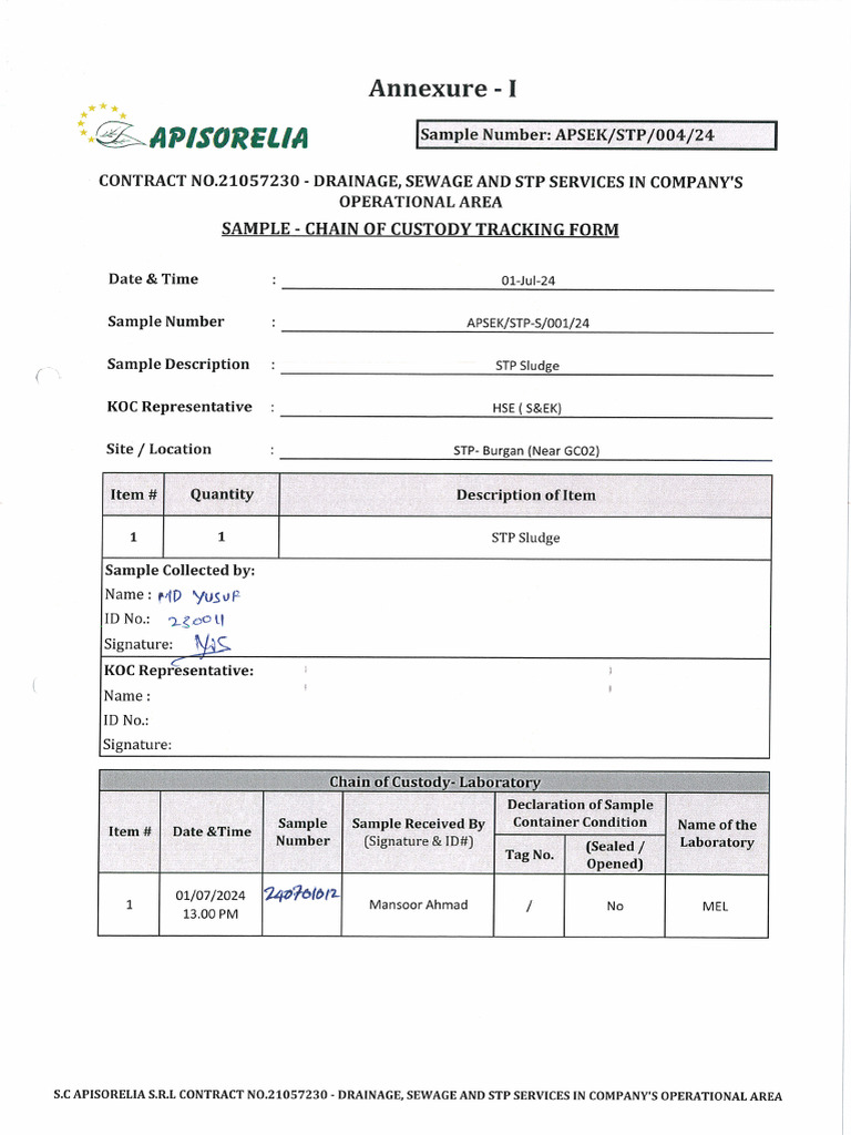 STP Sludge Analytical Report 01.07.2024 | PDF