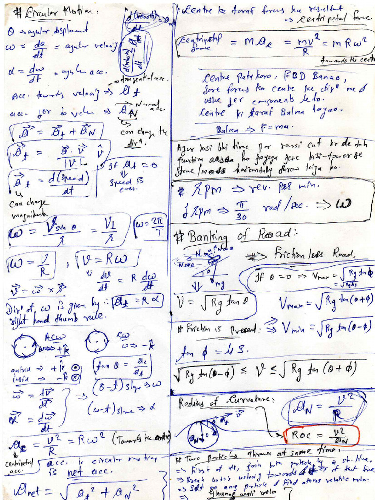Circular Motion Short Notes | PDF