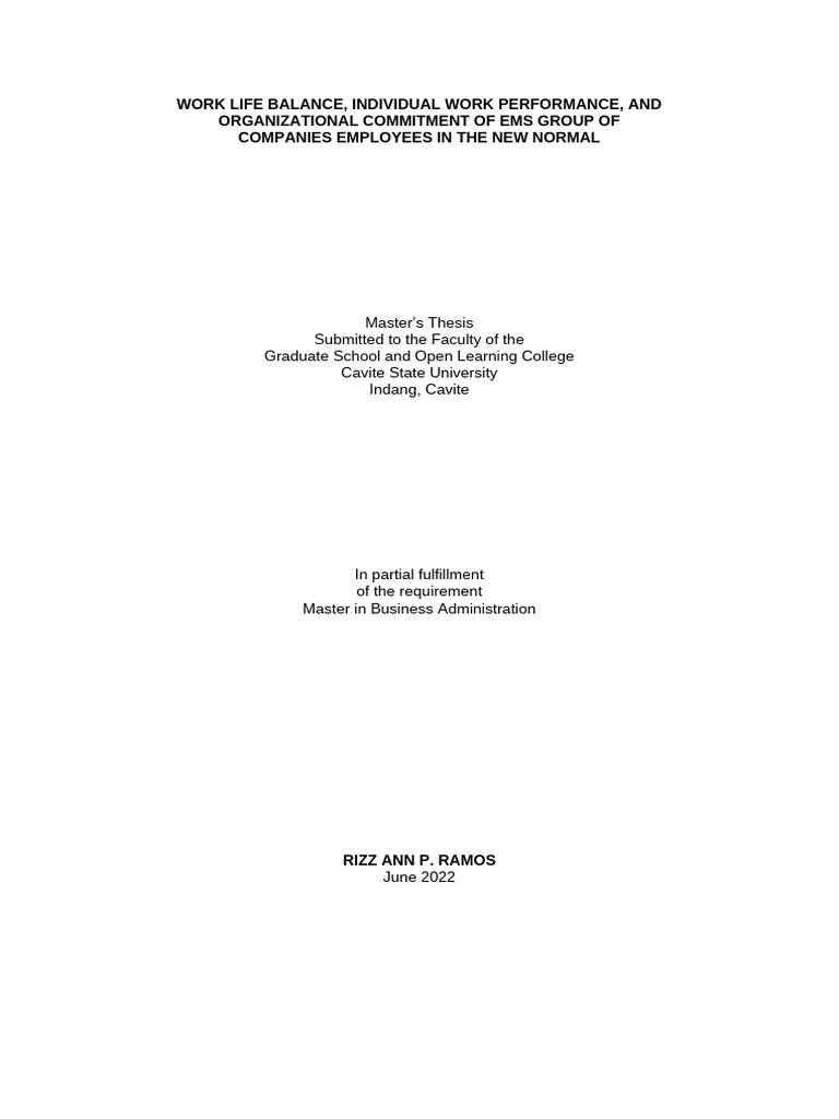 Ramos, Rizz Ann - Final Thesis Paper | PDF | Business | Psychology