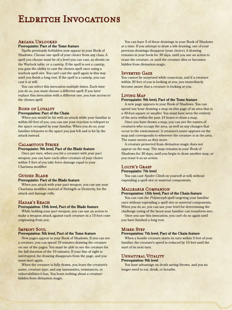 Eldritch Invocations Expended 123 | PDF