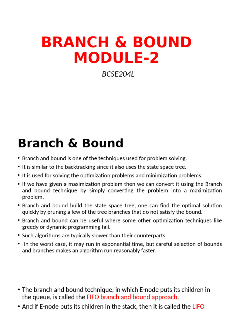 Branch and Bound Optimization Techniques | PDF | Mathematical Optimization | Theoretical ...