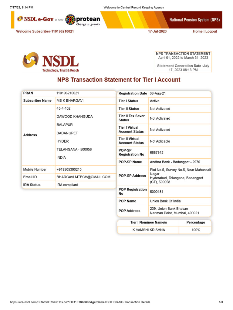 nps | PDF | Pension | Financial Services