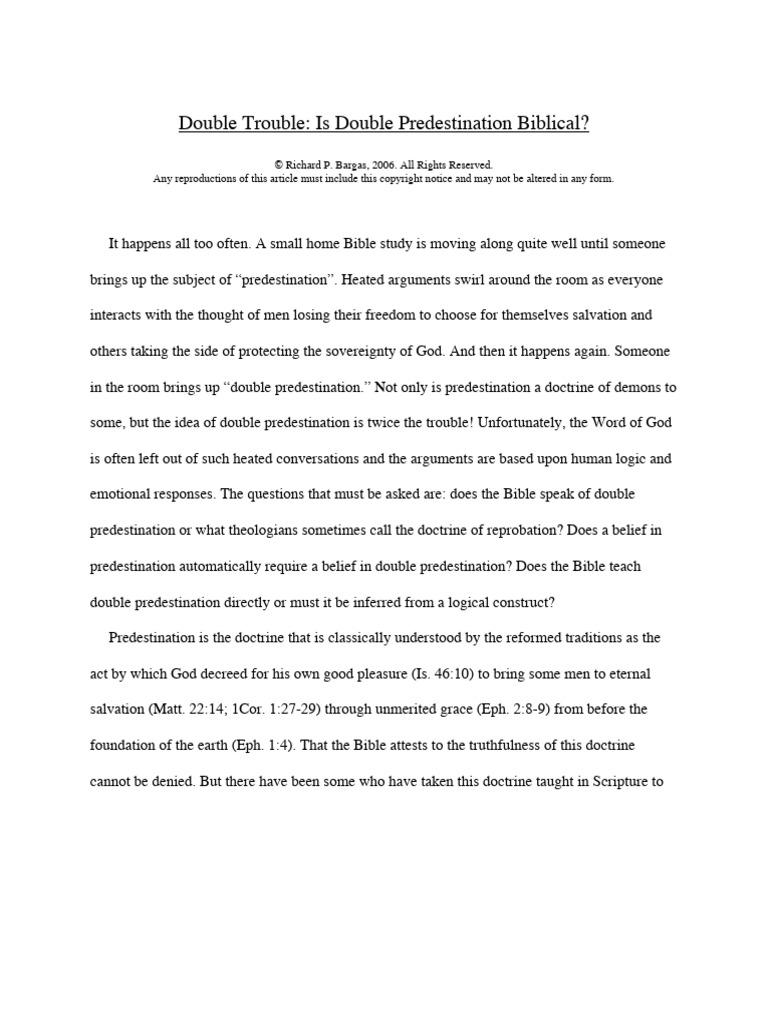 Double Predestination | PDF | Predestination | Christian Belief And ...