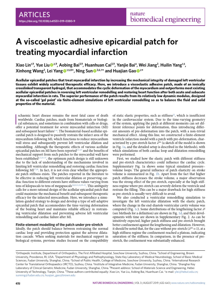 A Viscoelastic Adhesive Epicardial Patch For Treating Myocardial ...