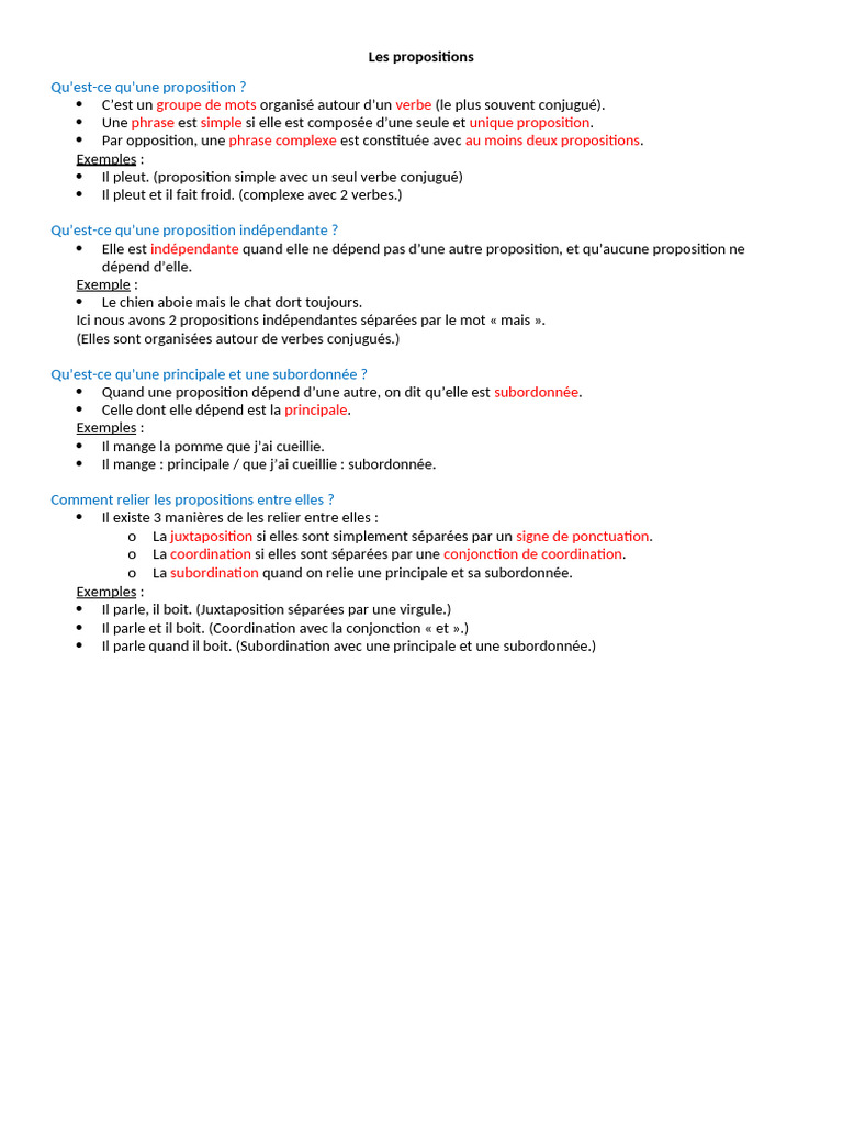 Comprendre les propositions en français | PDF | Clause | Pronom