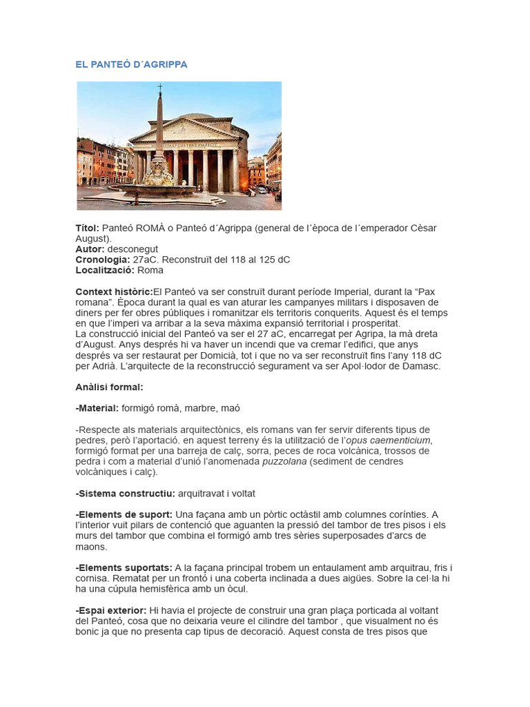 El Panteó D Agrippa | PDF