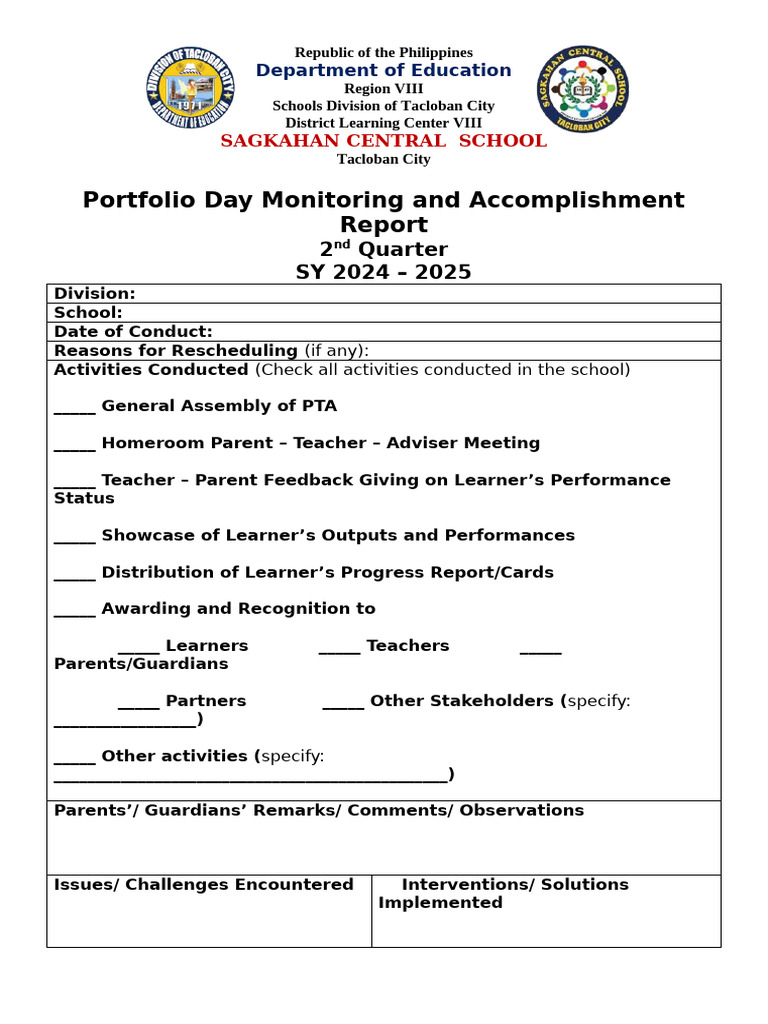 2nd Quarter Portfolio Day Report 2024-2025 | PDF
