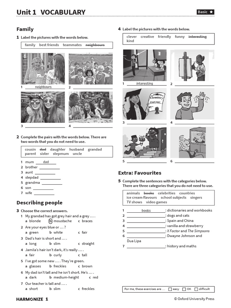 Harmonize 1 - Unit 1 - Extra Worksheet | PDF