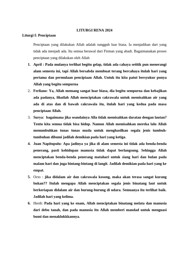 Liturgi Rena 2024 Revisi | PDF