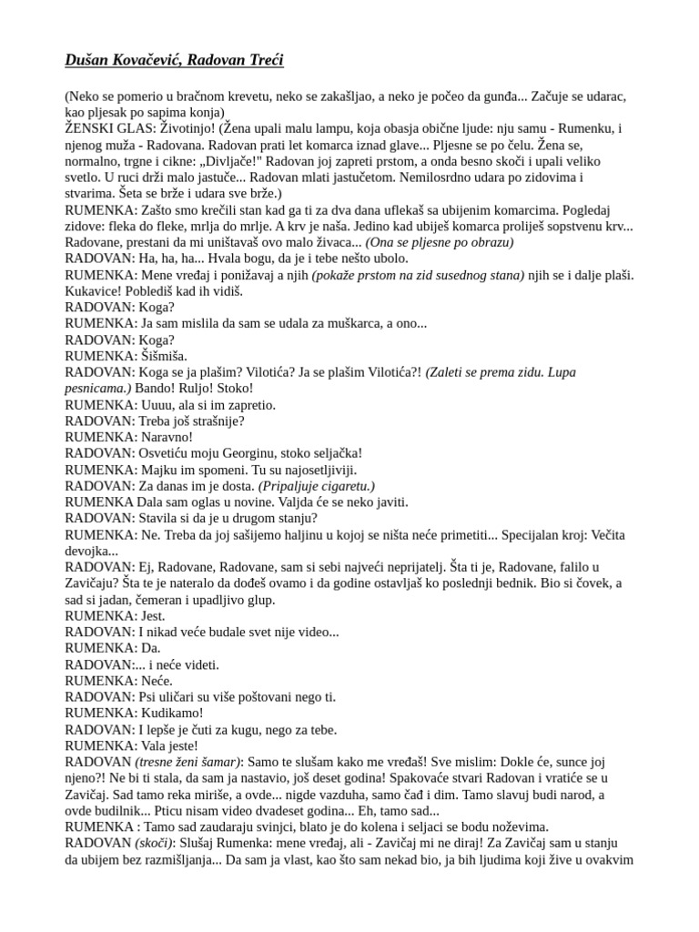 Dušan Kovačević, Radovan III | PDF