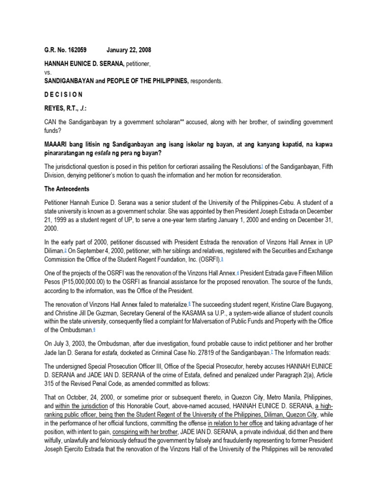 Sandiganbayan Jurisdiction on Estafa Case | PDF | Appeal | Certiorari