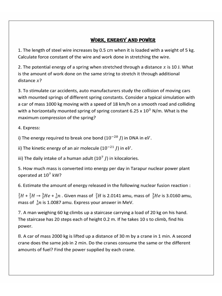 Work, Energy | PDF