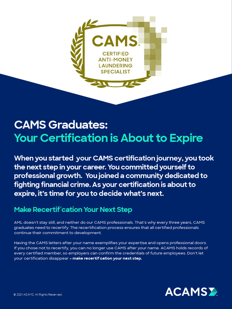 CAMS A4 Recertification 05 | PDF | Certification