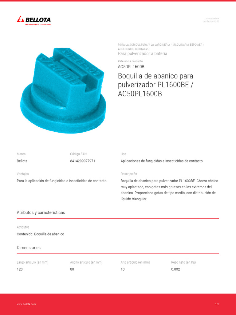 Catálogo Bellota Products AC50PL1600B Es | PDF