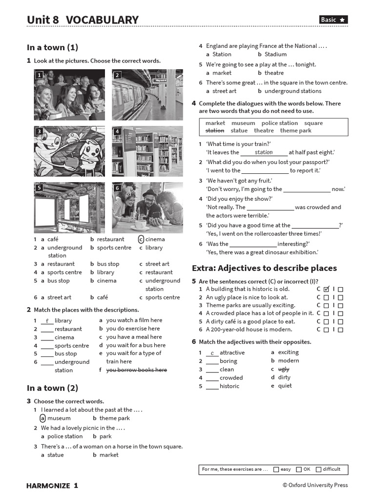 Harmonize 1 - Unit 8 - Extra Worksheet (1star) | PDF