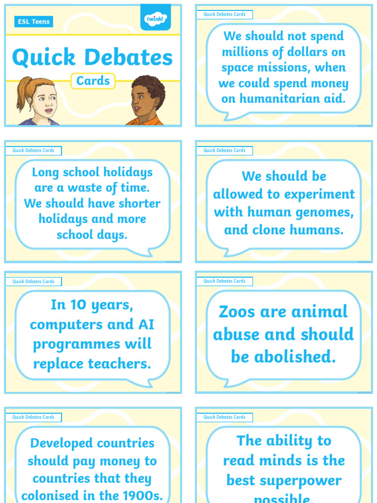 T 1702877478 Quick Debates Cards Teens c1 - Ver - 1 | PDF | English As ...