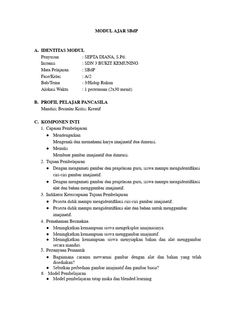 MODUL AJAR SBdP OBSERVASI 2 | PDF