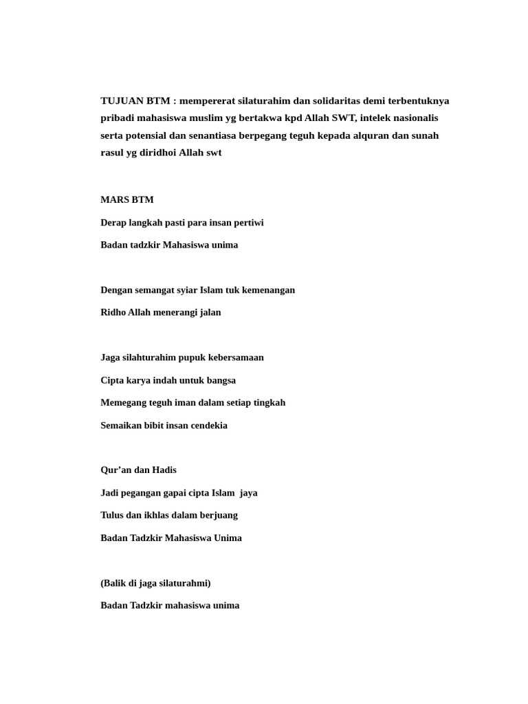 Tujuan BTM Dan Mars | PDF