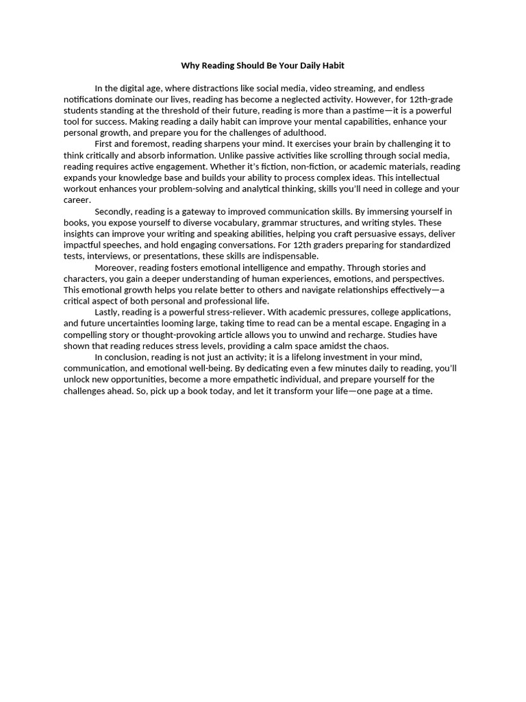 Why Reading Should Be Your Daily Habit | PDF | Mind | Empathy