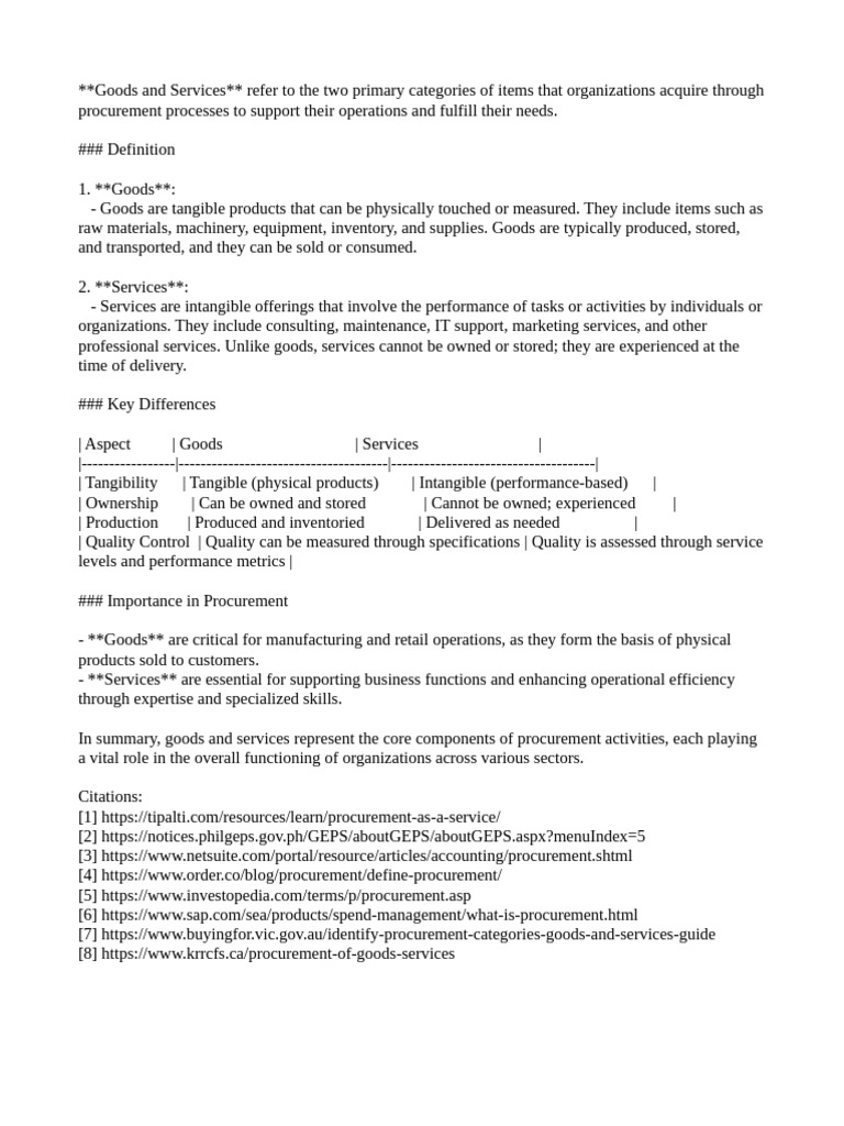 Goods vs Services in Procurement | PDF | Goods | Procurement