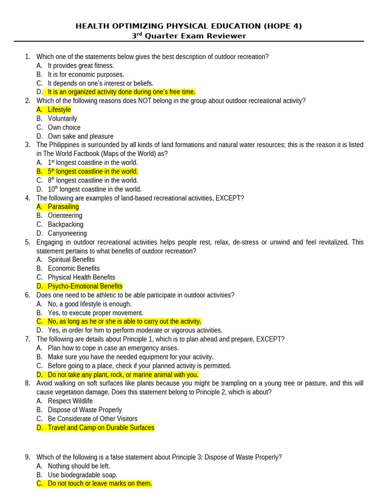 Hope Practice Questionnaire | PDF | Scuba Diving | Underwater Diving