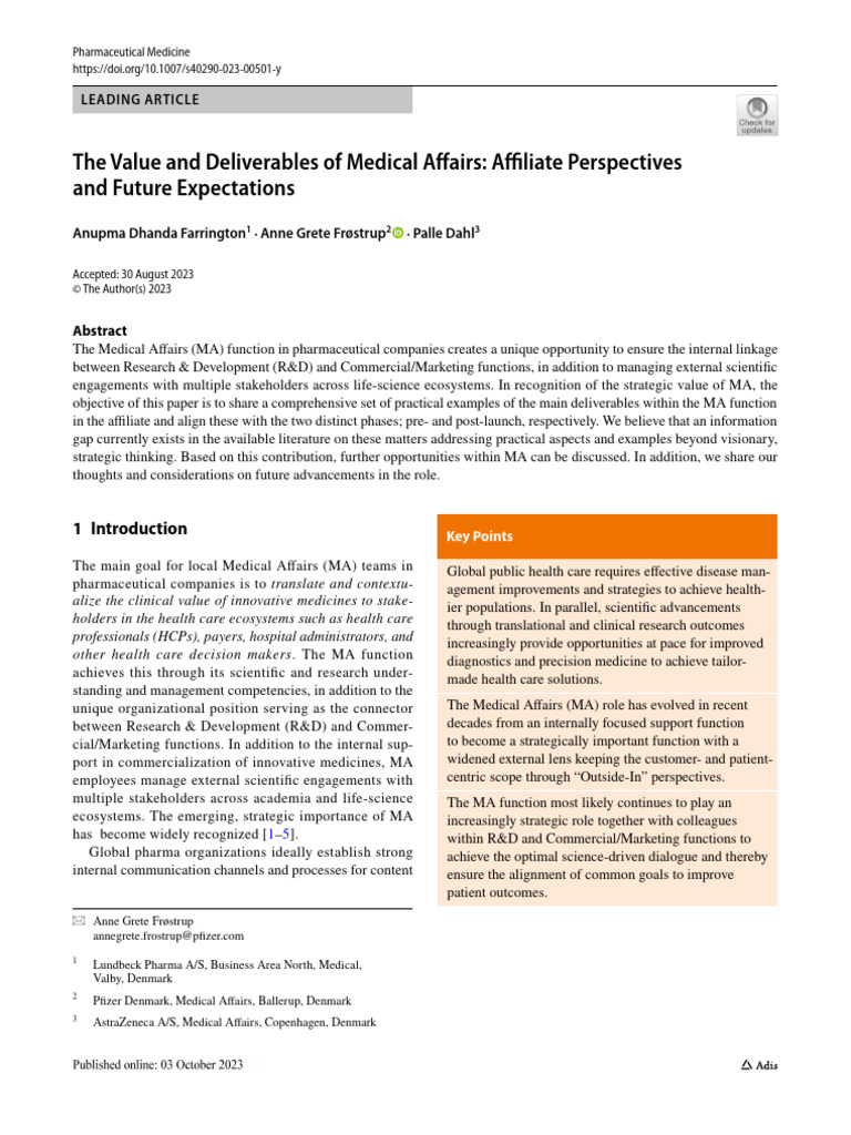 The_Value_and_Deliverables_of_Medical_Affairs_Affi | PDF | Health Care | Medicine