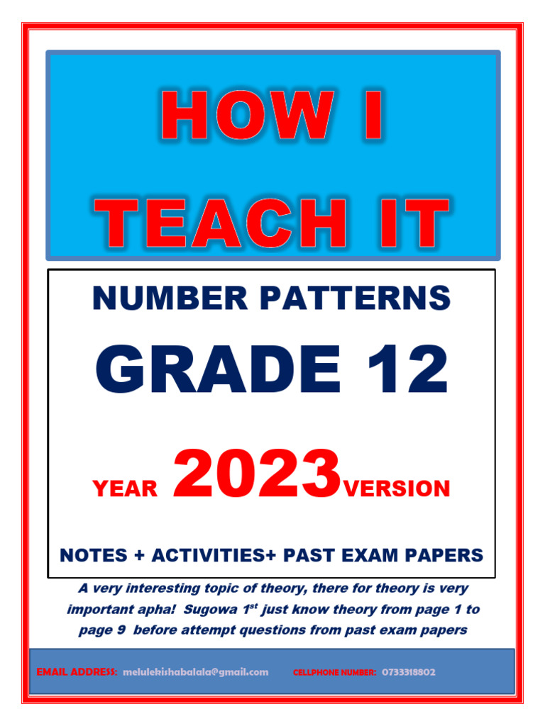 P1 GR12 Number Patterns - P Exam-1 | PDF | Summation | Numbers