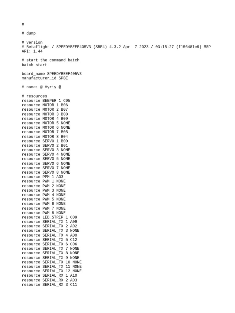 BTFL - Cli - at - VYRIY at - 20240522 - 190105 - SPEEDYBEEF405V3 | PDF