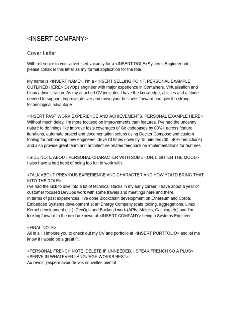 Cover Letter Template | PDF