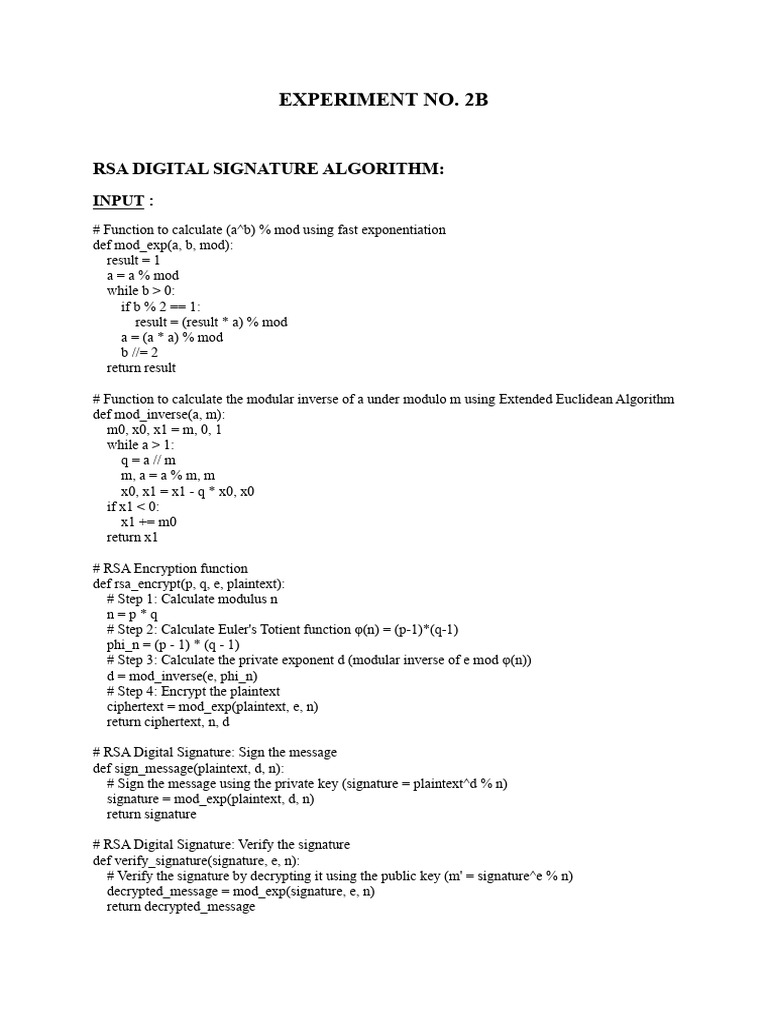RSA Signature Algorithm Guide | PDF