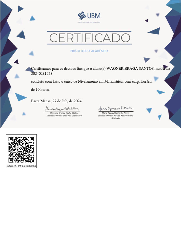 Matemática (Nivelamento) - Certificado 377 | PDF